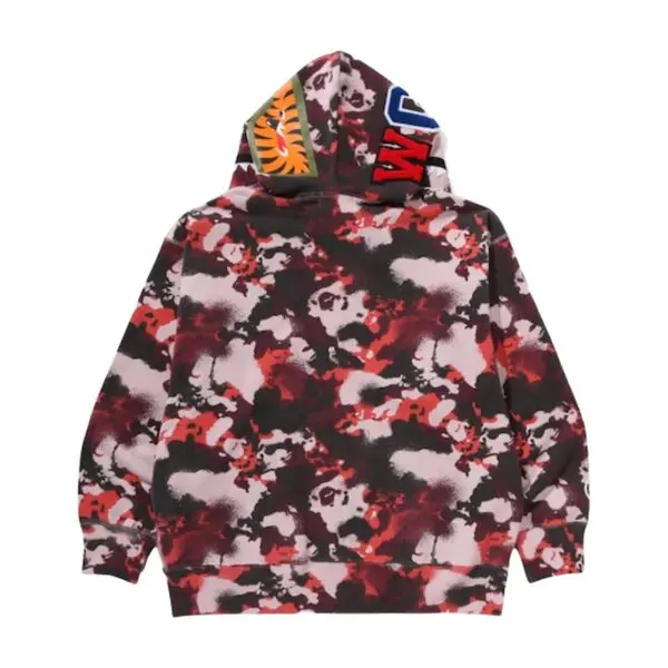 A BATHING APE Camouflage Shark Full Zip Hoodie - Red
