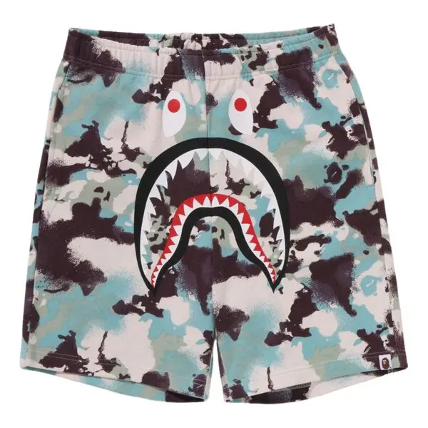 A BATHING APE Map Camo Regular Fit Shark Sweat Shorts - Multicolor