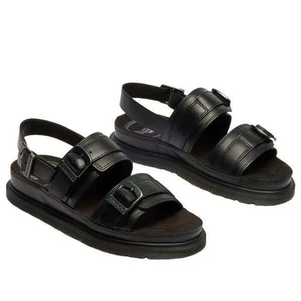 Dr. Martens Two Strap Orleans Leather Sandals - Black