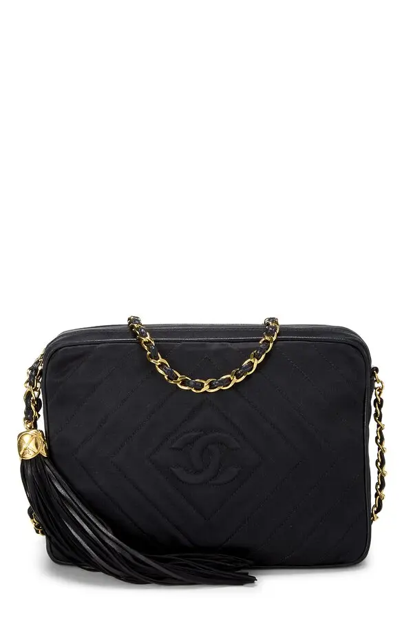 Chanel Satin Diamond 'cc' Camera Bag - Black