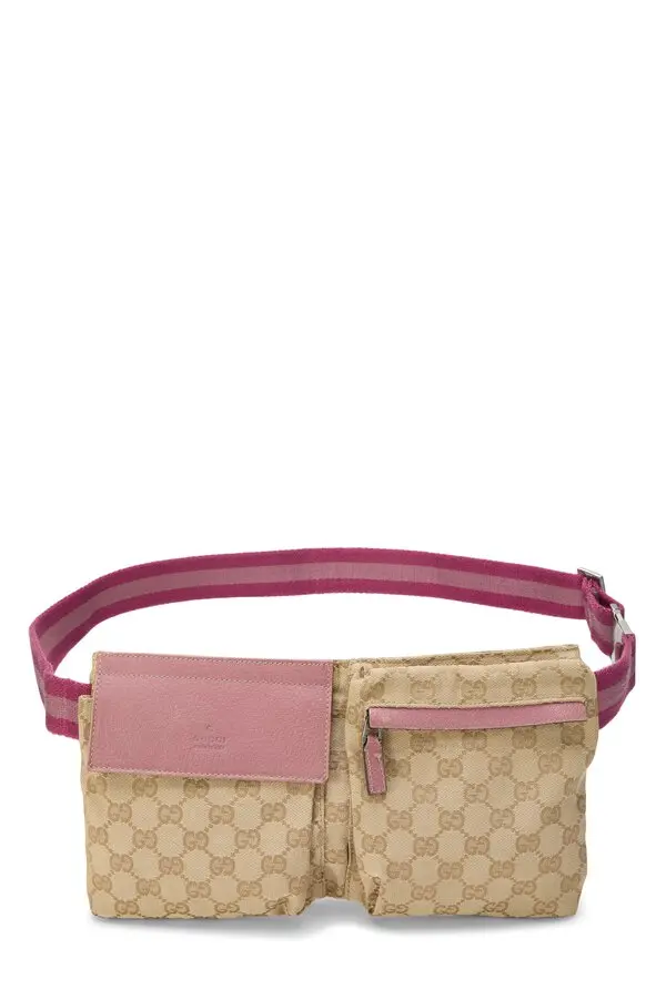 Gucci Original Gg Canvas Double Pocket Waist Pouch - Beige