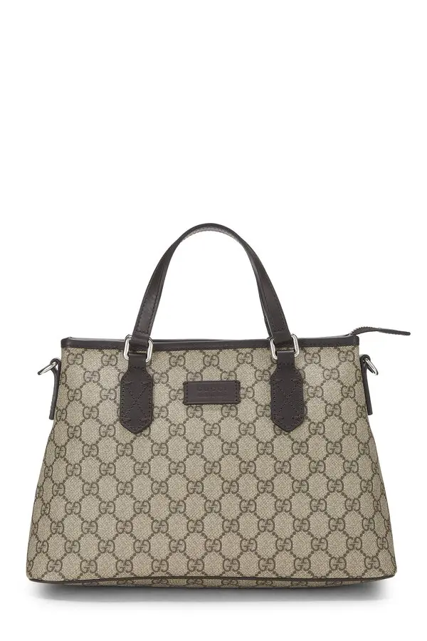 Gucci Gg Supreme Canvas Zip Tote - Beige