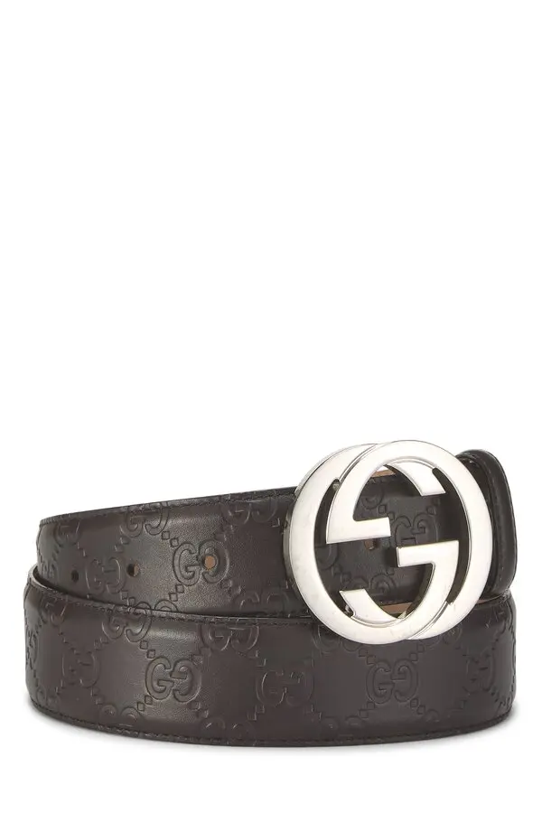 Gucci Ssima Leather Interlocking Belt 90 - Brown