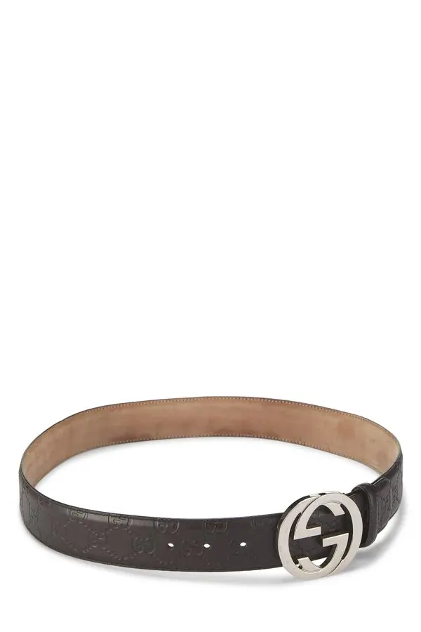 Gucci Ssima Leather Interlocking Belt 90