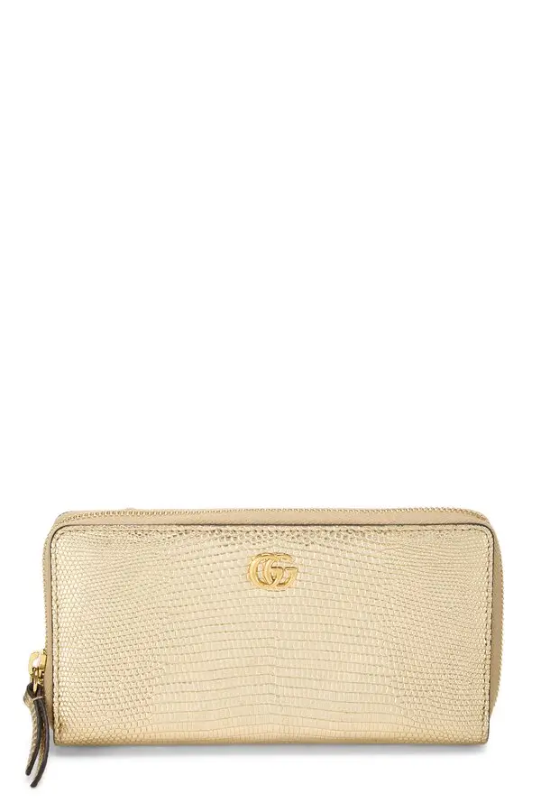 Gucci Embossed Zip Around Wallet - Gold