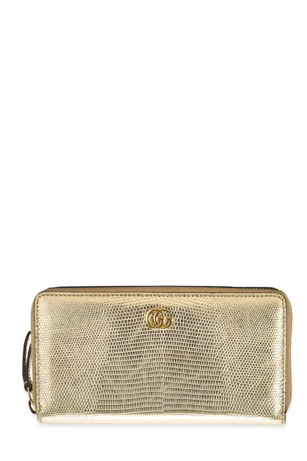 Gucci Embossed Zip Around Wallet - Gold