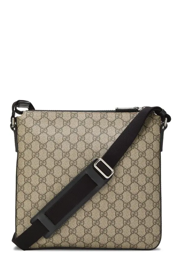 Gucci Gg Supreme Canvas Zip Pocket Flat Messenger Bag