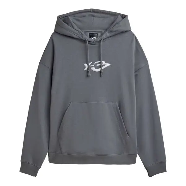 Adidas Y-3 French Terry Liquid Logo Hoodie - Grey Five