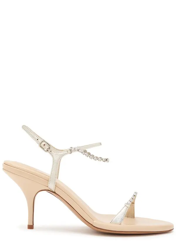 Chloé Zia 80 Crystal-embellished Leather Sandals - Beige