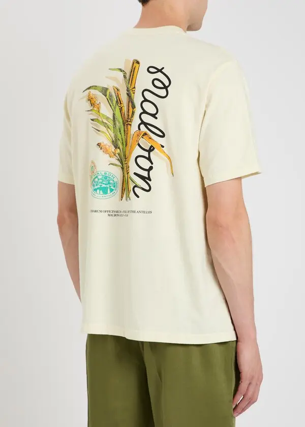 MALBON Origin Printed Cotton T-shirt - Cream