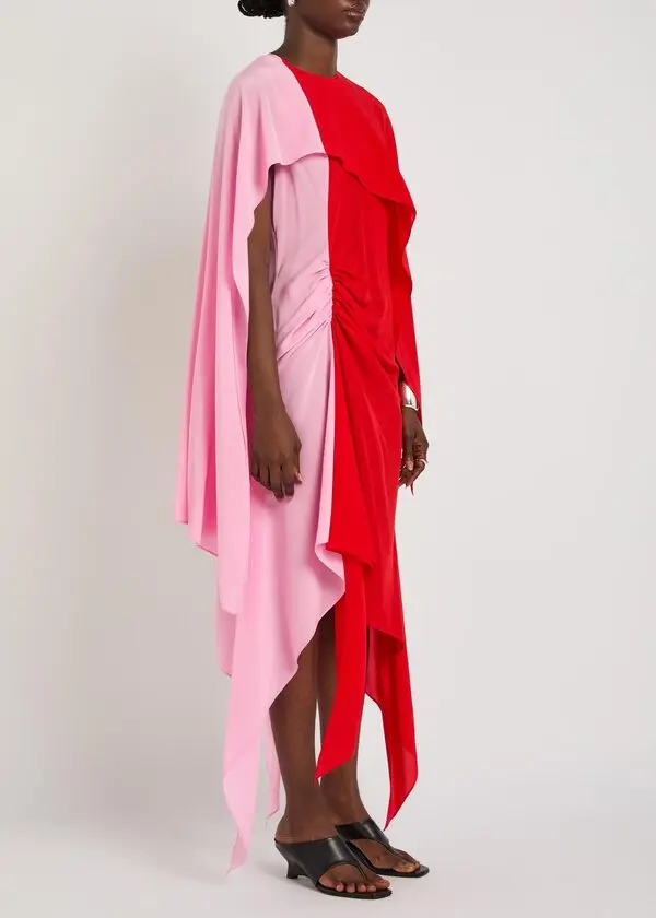 JW Anderson Cape Draped Silk-chiffon Midi Dress