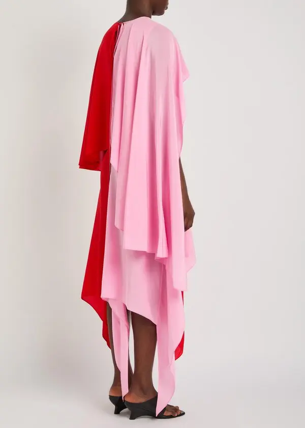 JW Anderson Cape Draped Silk-chiffon Midi Dress