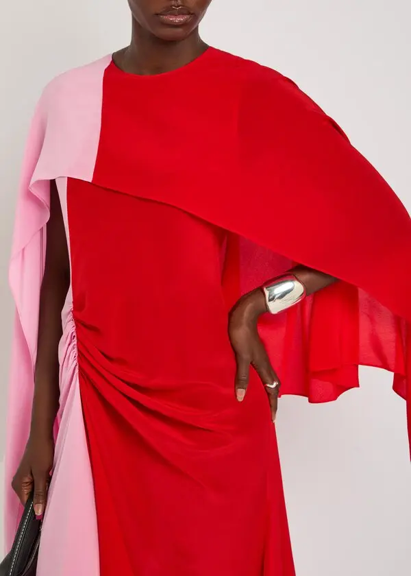 JW Anderson Cape Draped Silk-chiffon Midi Dress