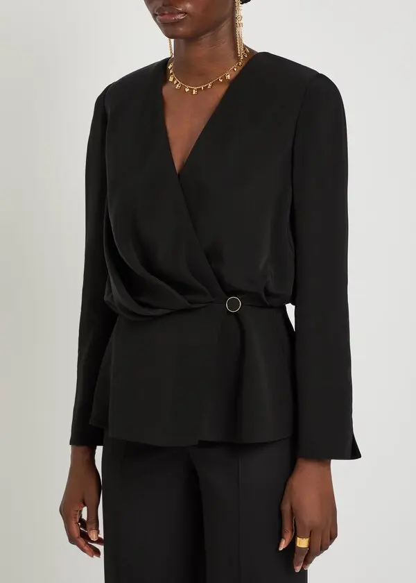 Chloé Draped Woven Wrap Blouse