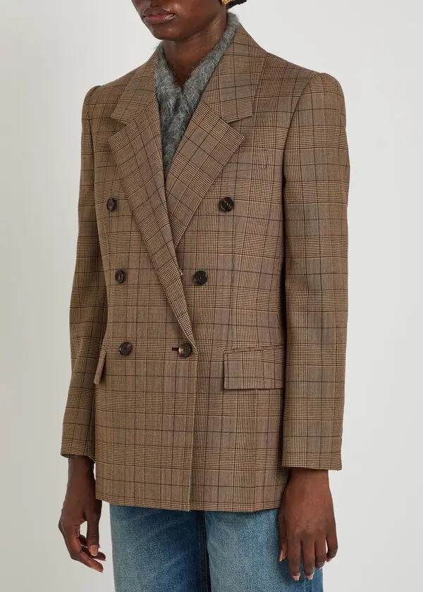 Chloé Checked Double-breasted Wool Blazer