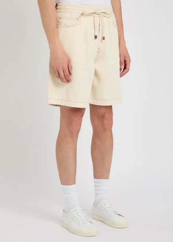 Amiri Logo-embossed Distressed Denim Shorts