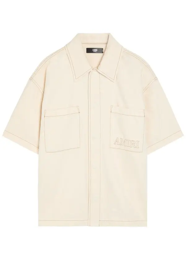 Amiri Logo-embroidered Denim Shirt - Ecru