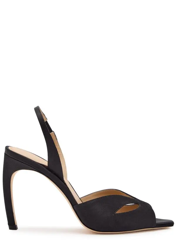 Victoria Beckham Harlow 100 Satin Slingback Sandals - Black