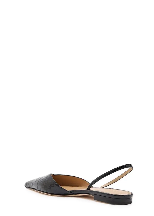Victoria Beckham Angle Crocodile-effect Patent Leather Slingback Flats
