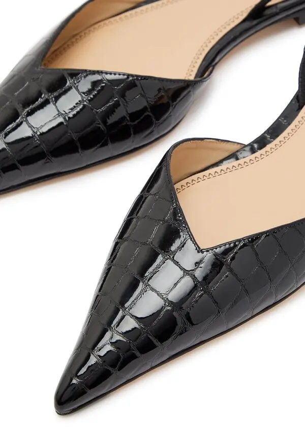 Victoria Beckham Angle Crocodile-effect Patent Leather Slingback Flats