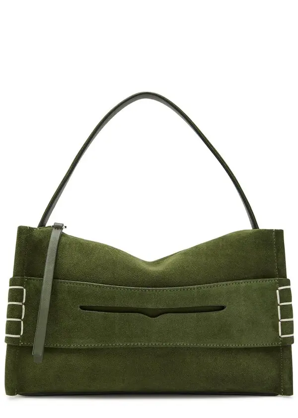 JW Anderson Loafer Suede Shoulder Bag - Khaki