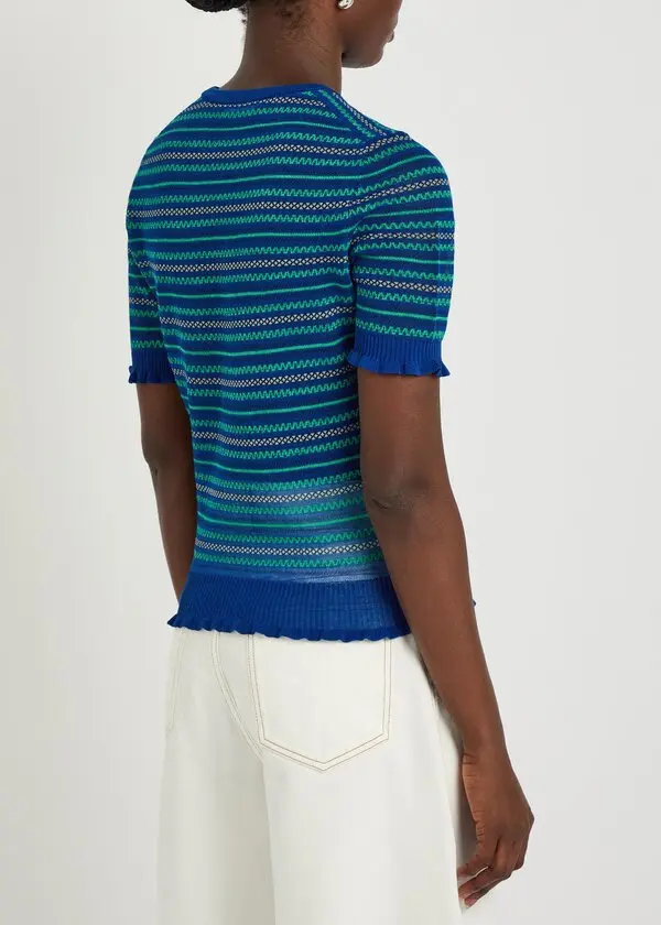 JW Anderson Fair Isle Sheer Cotton-blend Top