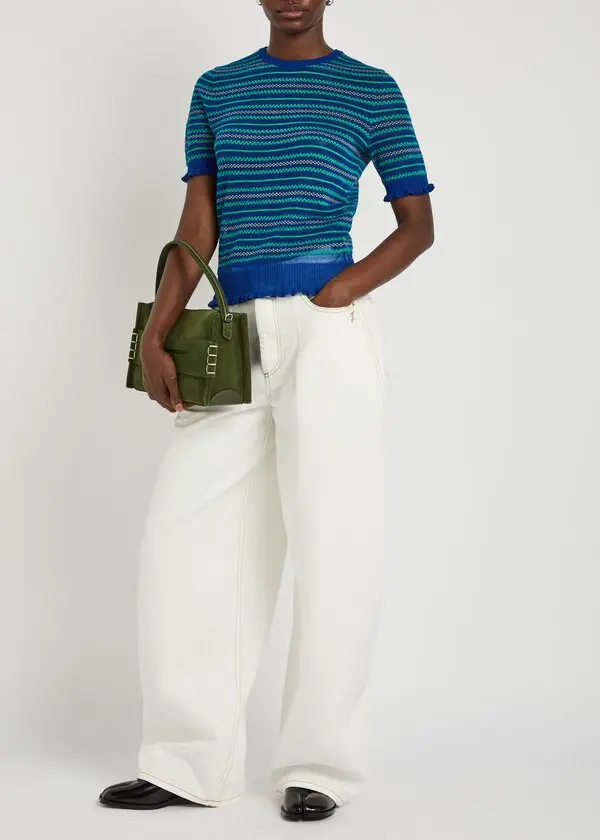 JW Anderson Fair Isle Sheer Cotton-blend Top