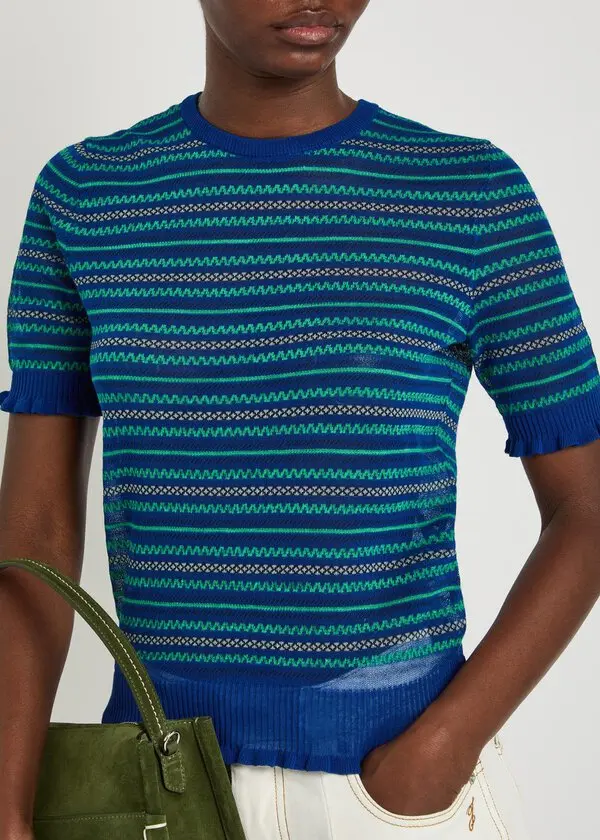 JW Anderson Fair Isle Sheer Cotton-blend Top