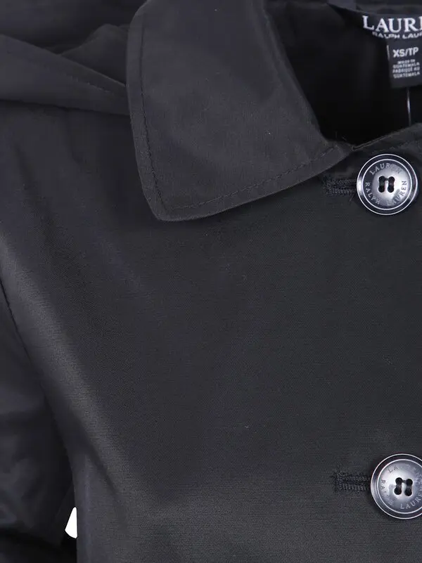 Ralph Lauren Single Breasted Hooded Coat - Black
