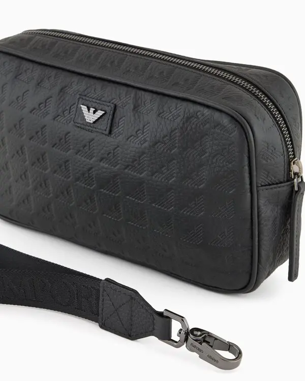 Emporio Armani Logo Plaque Zip-up Clutch Bag