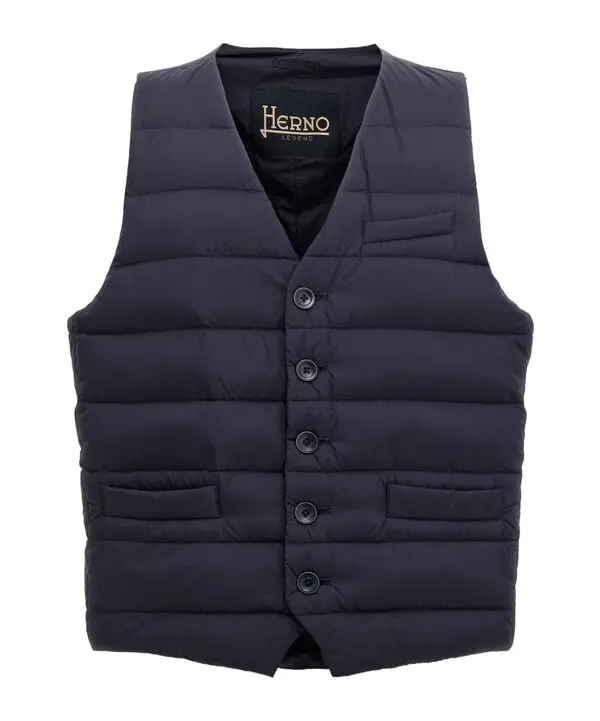 Herno V-neck Quilted Gilet - Black