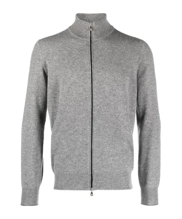 Brunello Cucinelli Cashmere High-neck Zipper Cardigan - Grey