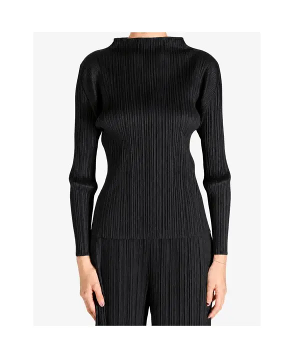 PLEATS PLEASE BY ISSEY MIYAKE Mock Neck Long Sleeve Shirt