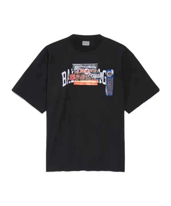 Balenciaga Bumper Stickers Medium Fit T-shirt - Black
