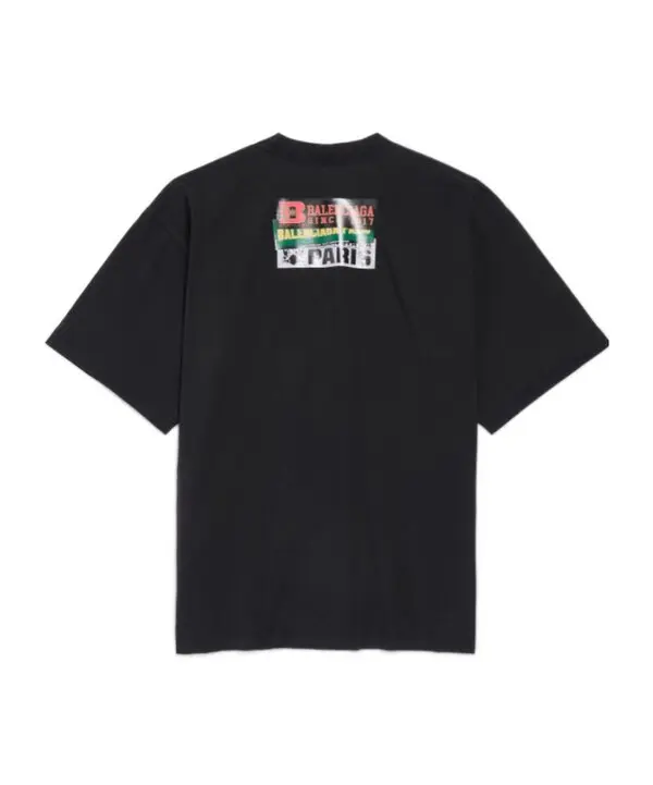 Balenciaga Bumper Stickers Medium Fit T-shirt - Black