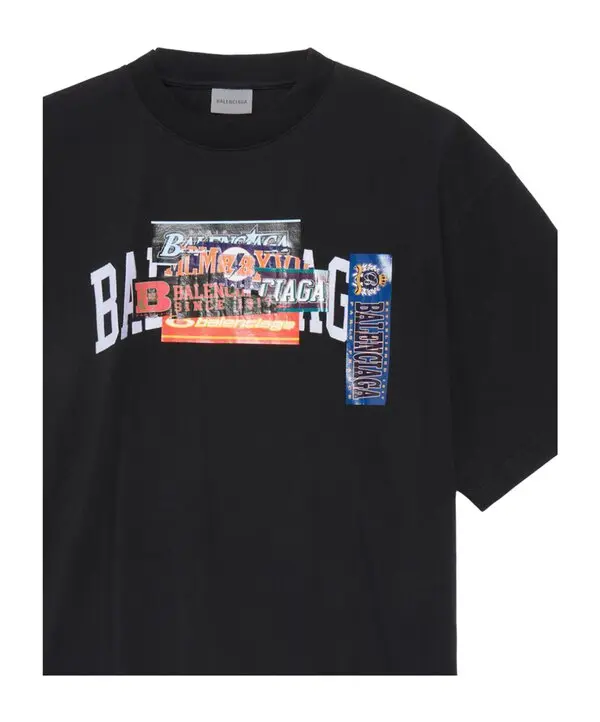 Balenciaga Bumper Stickers Medium Fit T-shirt - Black