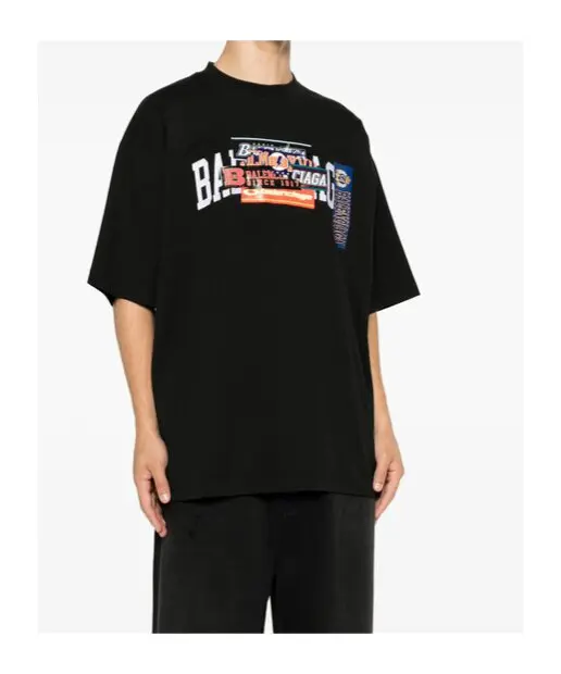 Balenciaga Bumper Stickers Medium Fit T-shirt - Black
