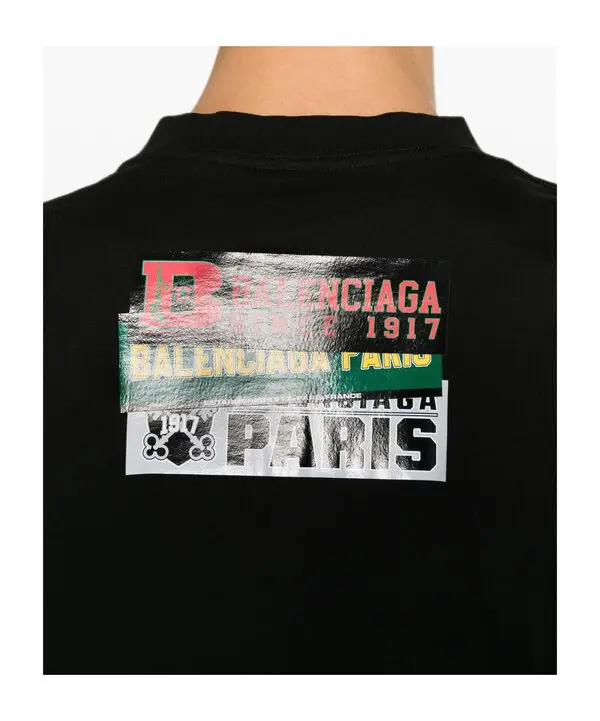 Balenciaga Bumper Stickers Medium Fit T-shirt - Black
