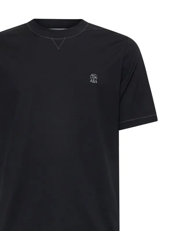 Brunello Cucinelli Logo Embroidered Crewneck T-shirt