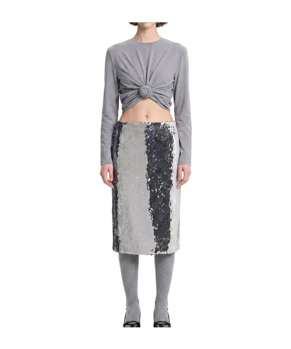 Magda Butrym Knotted Long Sleeve Jersey Blouse