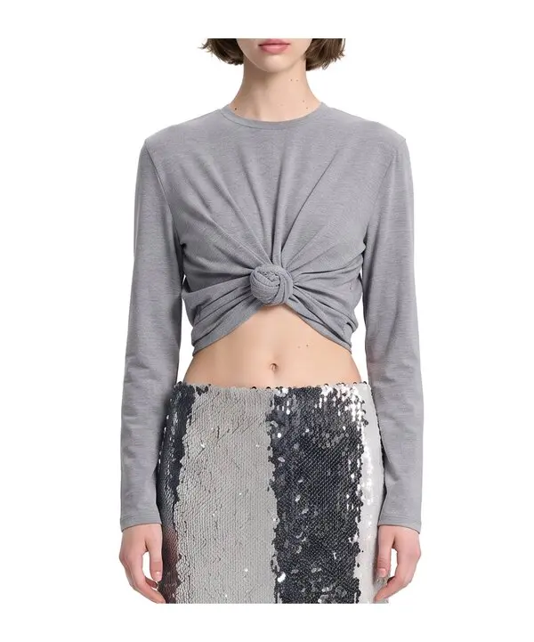 Magda Butrym Knotted Long Sleeve Jersey Blouse