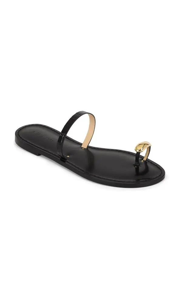 AMANU Kibera 24k Gold-plated Leather Sandals - Black