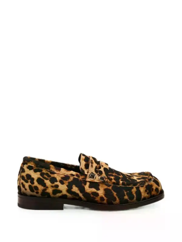 AMI Paris Leopard Print Cowhide Leather Loafers