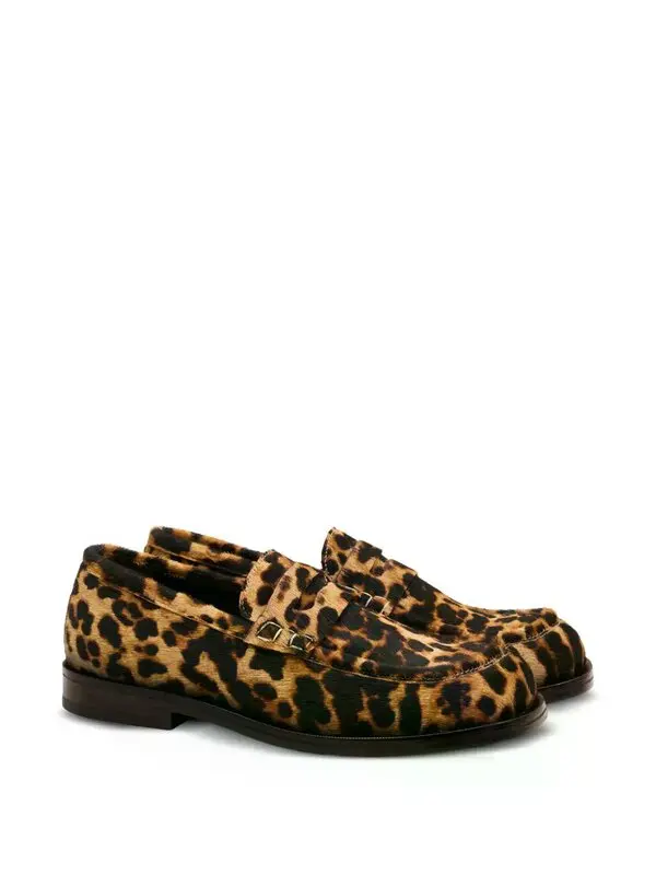 AMI Paris Leopard Print Cowhide Leather Loafers