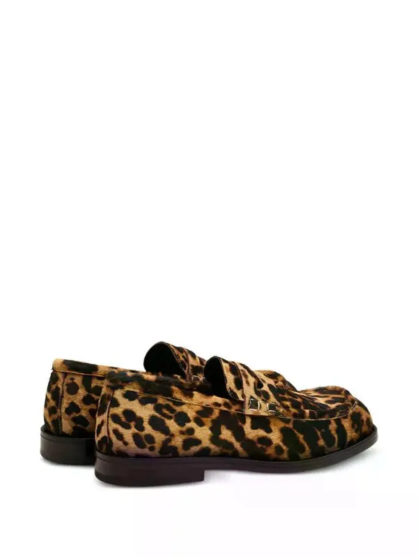 AMI Paris Leopard Print Cowhide Leather Loafers