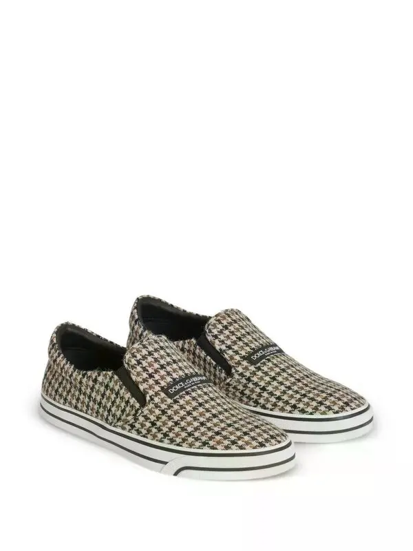 Dolce & Gabbana Houndstooth Wool Dg Sailing Sneakers - Neutrals
