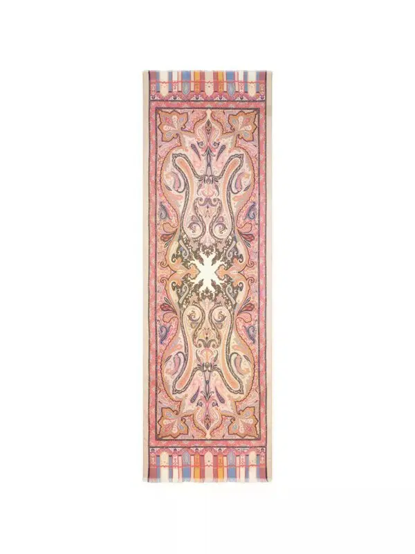 Etro Cashmere, Silk And Wool Scarf With Paisley Motif - Neutrals