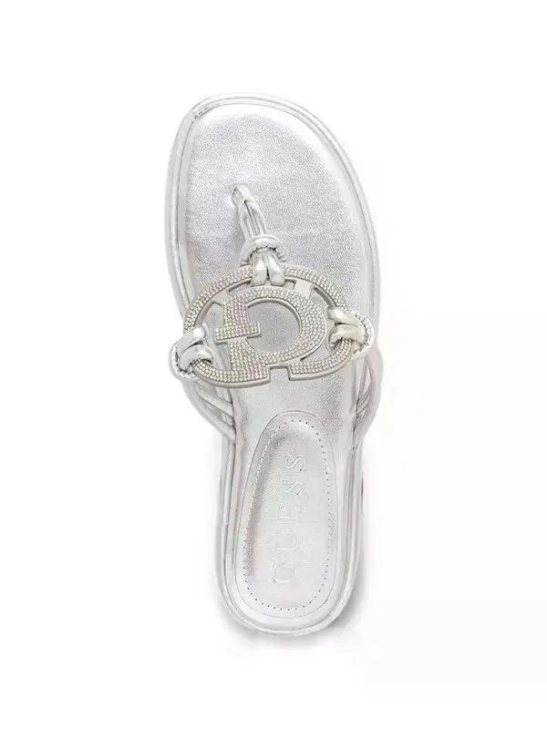 Guess Crystal-embellished Logo Plaque Flip Flops