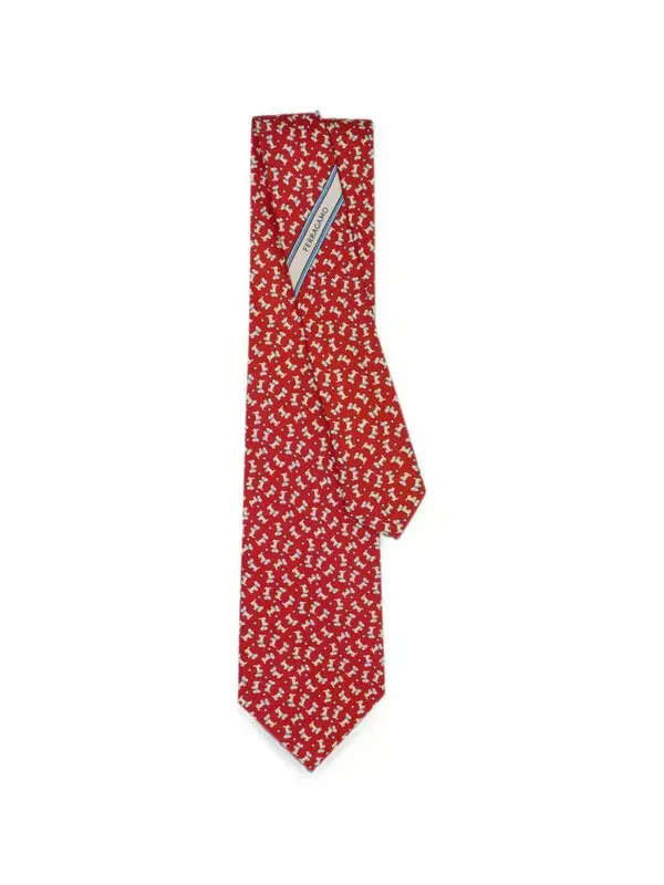 FERRAGAMO Charlie-print Silk Neck Tie - Red
