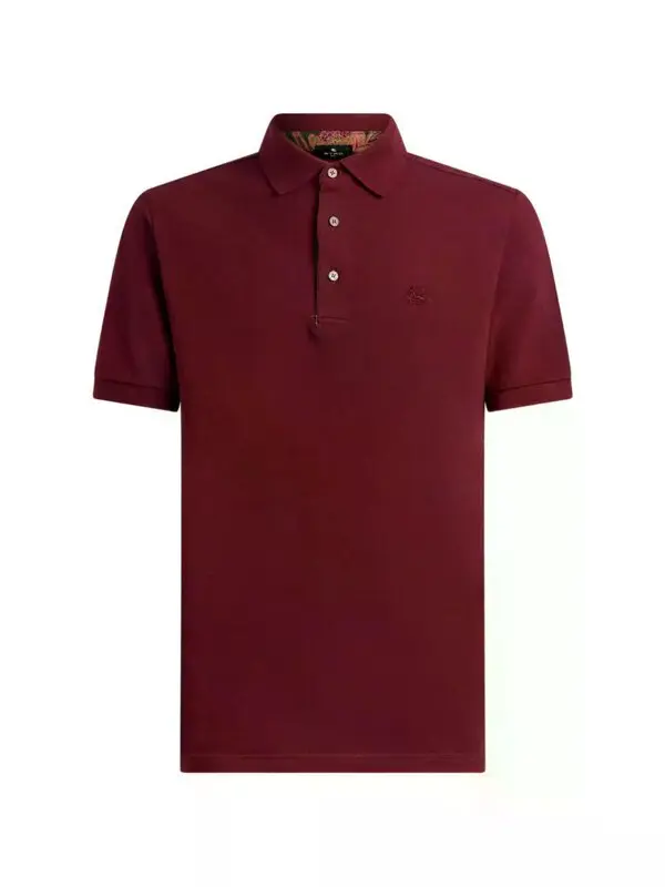 Etro Plain-colored Cotton Polo Shirt With Printed Details